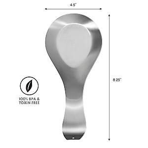 Oggi Stainless Steel Spoon Rest, 8.25 inch by 4.5 inch (7048.)