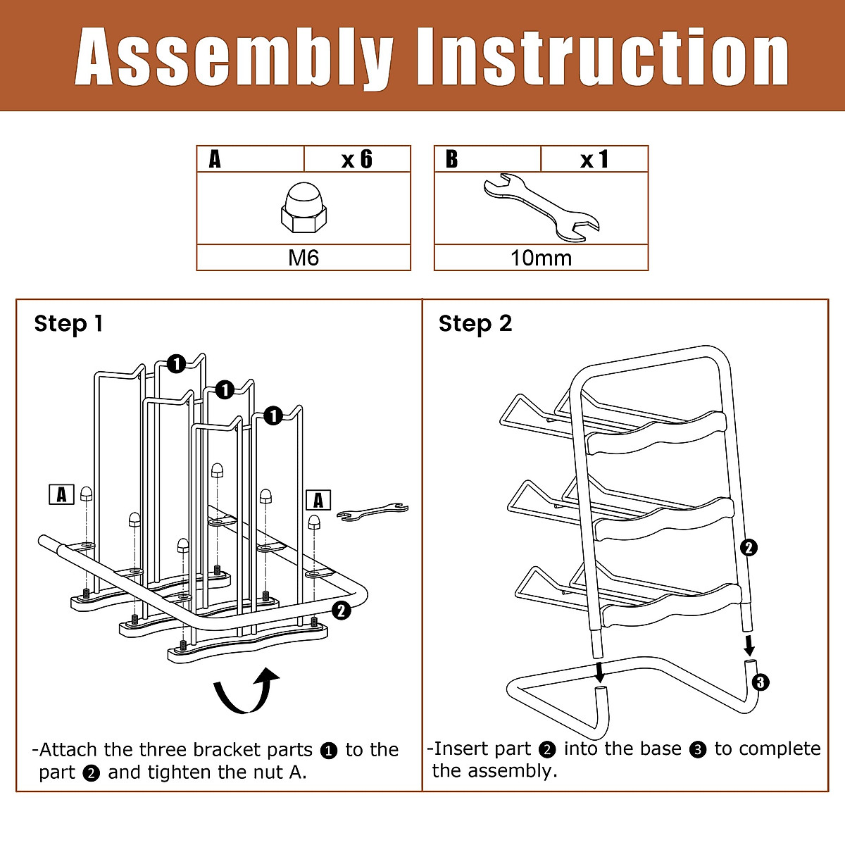 YANGSHUO Wine Rack Countertop, 3-Tier Freestanding Wine Holder for 6 Wine Bottles, Wooden Wine Storage Rack for Kitchen Bar, Dining Room, Living Room