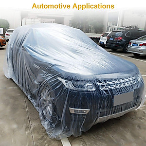 LISHINE 13Ft x 65 Ft Plastic Painting Drop Film, 2 Pcs Tape and Drape Dust Plastic Drop Cloth, Pre-Taped Masking Film for Automotive Painting Covering