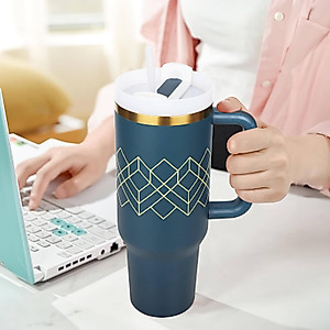 QXV 30 oz Tumbler with Handle and Straw Lid Insulated Reusable Stainless Steel Water Bottle Travel Mug Iced Coffee Cup Travel Mug for Hot and Cold Beverages, BPA-Free, 100% Leakproof Bottle