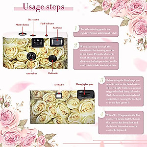12 Pack Disposable Camera for Wedding Single Use Film Camera with Flash for Wedding, Anniversary, Travel, Camp, Party Supply (Yellow Rose)