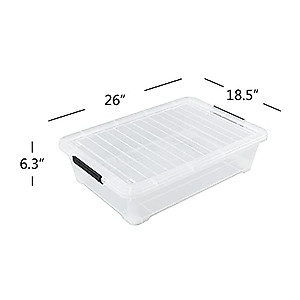 Lesbin 3-Pack Plastic Under bed Storage Box, Clear Latch Bin with Lid, 40 Quart