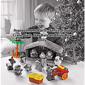 Replacements Parts For Little People Nativity & Christmas Story Nativity, (2 Fences, Food Crate, Cart, Hay Bale, and Hay Box)