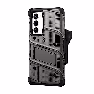 ZIZO Bolt Bundle for Galaxy S23 Plus Case with Screen Protector Kickstand Holster Lanyard - Gun Metal Gray