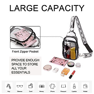 CLUCI Clear Bag for Stadium Events, Clear Bag Purses for women Crossbody Transparent, Crossbody Purses for Concerts Sports Black