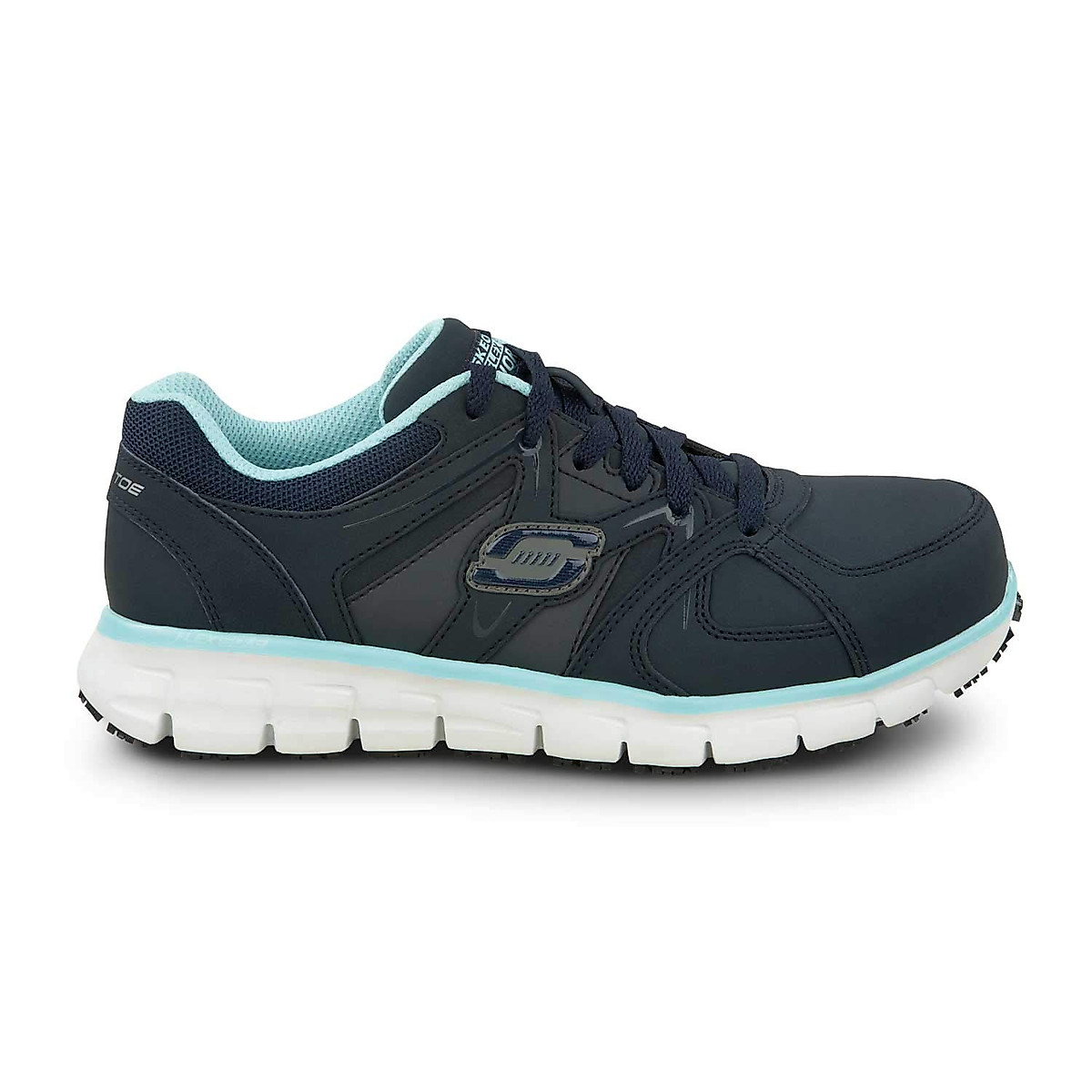 Skechers Work Jackie - Women's, Navy/Aqua, Aluminum Alloy Toe, EH, Athletic (9.0 M)