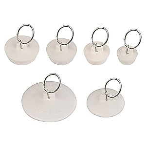 6 Pieces Drain Stopper, Rubber Sink Stopper with Hanging Ring, Drain Plugs for Sinks, Small Sink Stopper for Bathtub, Kitchen, Bathroom and Laundry Sink, 6 Different Sizes, White