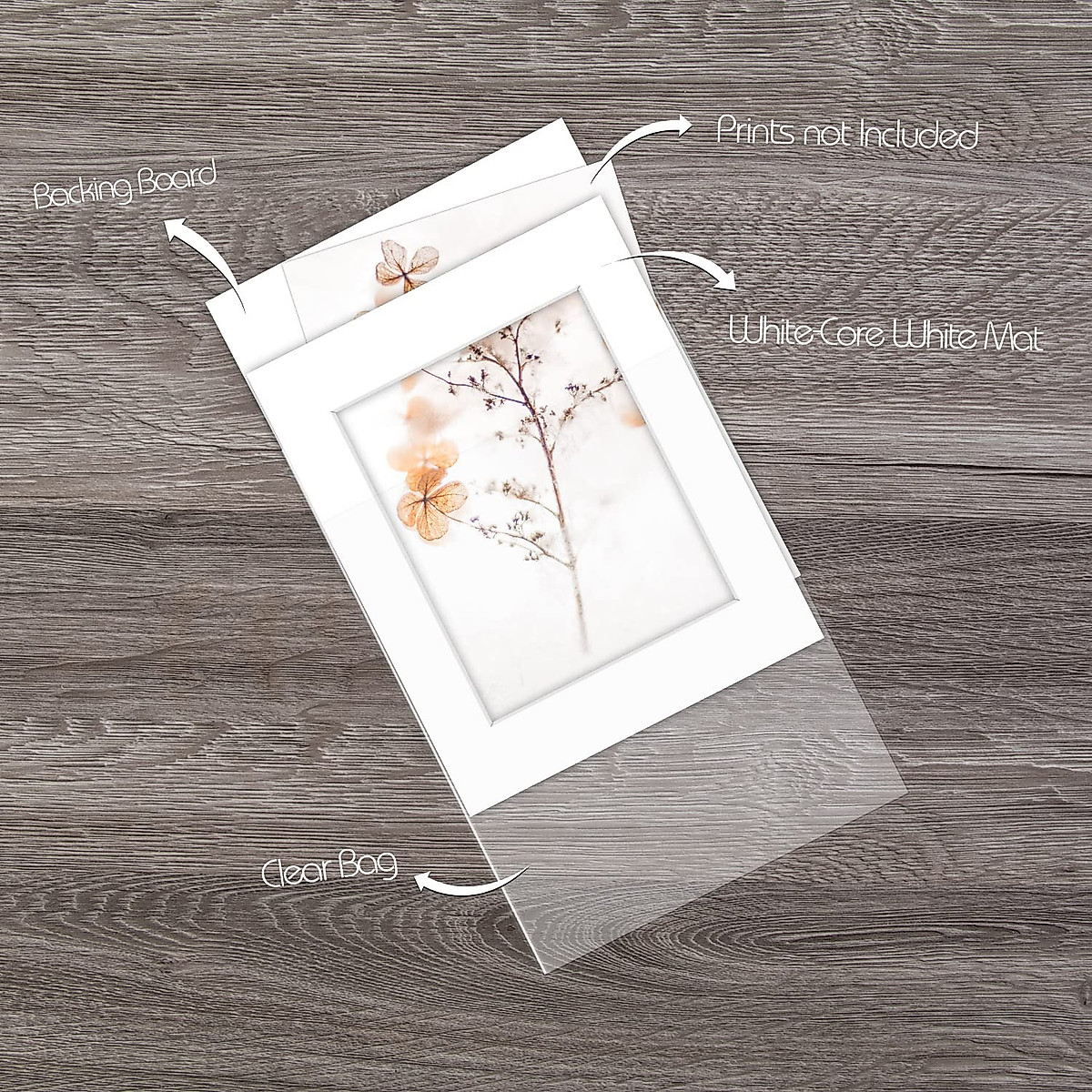 Golden State Art, White Pre-Cut 16x20 Picture Mat for 11x14 Photo with White Core Bevel Cut Mattes Sets. Includes High Premier Acid Free Mats & Backing Board & Clear Bags (25 Kit)