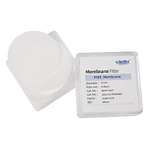 COBETTER 100 Pieces/Pack PTFE Disc Membrane Filters Hydrophobic 47mm Diameter 0.22µm Pore Size