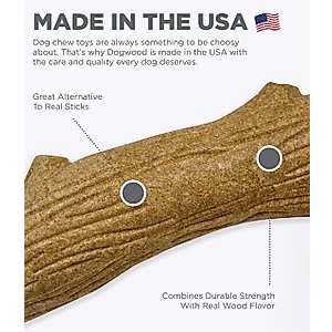 Petstages Dogwood Wood Alternative Dog Chew Toy, Medium and Benebone Wishbone Durable Dog Chew Toy for Aggressive Chewers, Real Peanut, Made in USA, Medium
