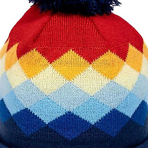YoColorado Argyle Colorado Pom Pom Beanie - Mountain Winter Hats for Men or Women, Rainbow Warm Stocking Stuffers Ski Caps