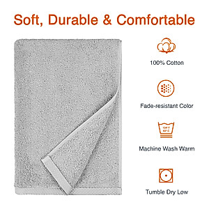 Amazon Basics 100% Cotton Quick-Dry Bath Towels - 2-Pack, Platinum