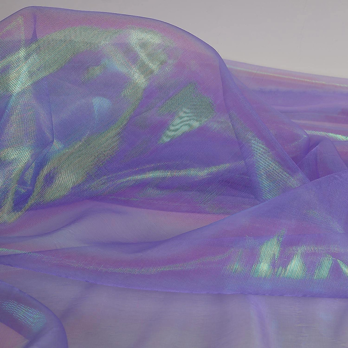 Sheer Iridescent Organza Fabric 58 Inches Wide - 5 Yards Precut - Shinny Wedding Party Decor Fairy Costume Voile Doll Clothes Sewing - Purple