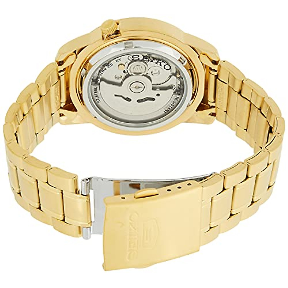 SEIKO Men's SNKE56 5 Automatic Gold Dial Gold-Tone Stainless Steel Watch