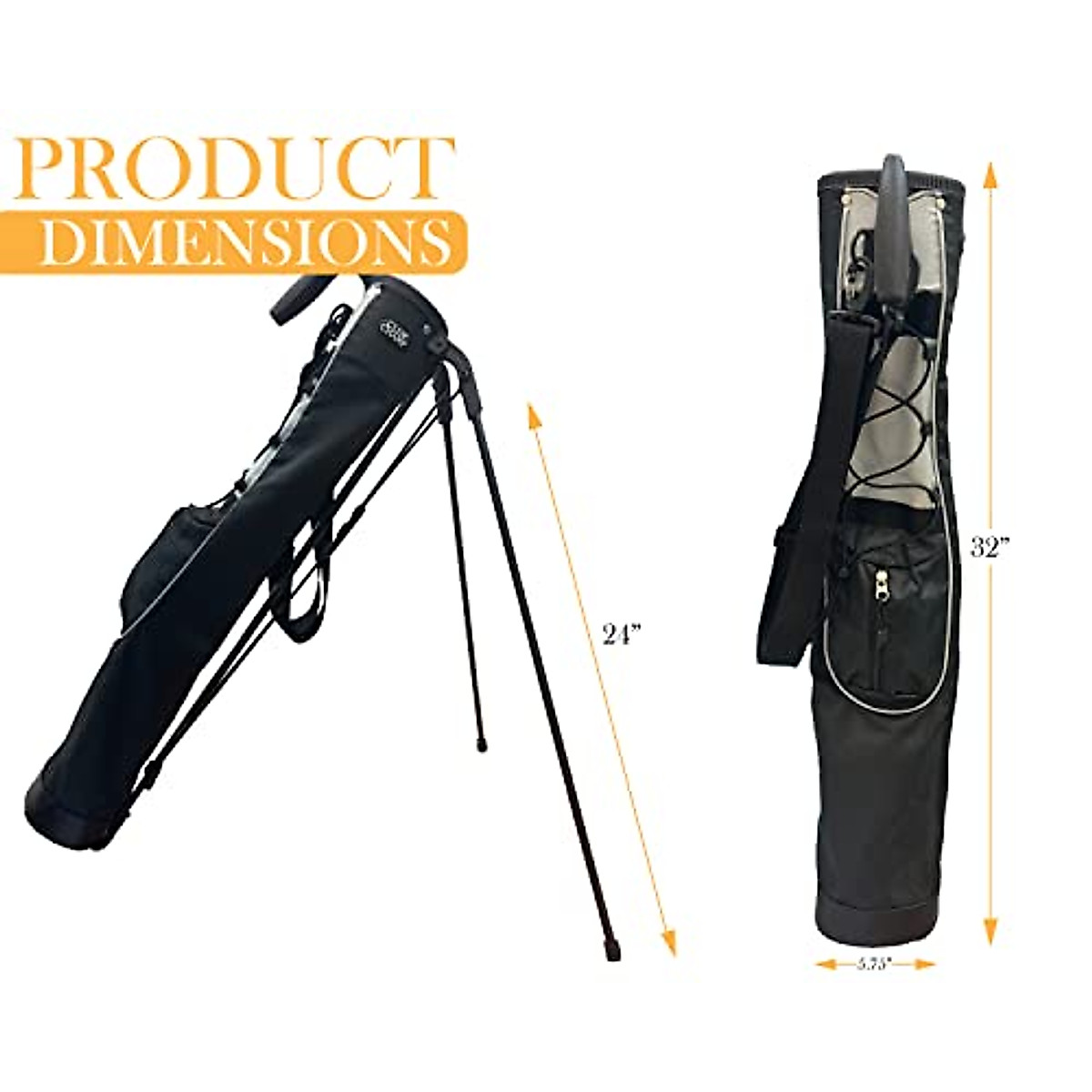 JEF WORLD OF GOLF JR1256 Pitch & Putt Sunday Bag with Stand & Handle, Black