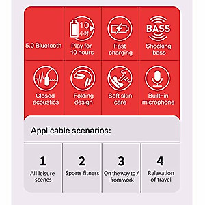 Kadlawus Bluetooth 5.0 Headphones - Wireless HiFi Stereo Supra-Aural Earmuff Headset Noise Cancelling Stereo Headset 3.5mm Interface Built-in Mic with Bass-Heavy Computer Sports Headset