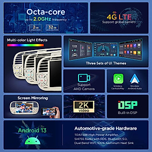 XTRONS for Fiat 500 (2007-2015) Touch Screen Radio, 7 Inch Android 13 Car Stereo for Fiat 500 Replacement Bluetooth Head Unit Built-in DSP Car Play Android Auto (Cream)