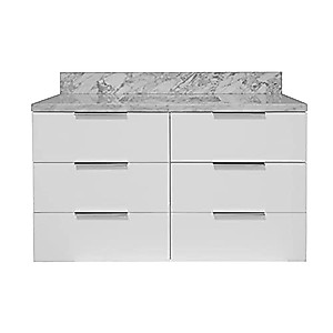 Kitchen Bath Collection Oslo 42-inch Floating Bathroom Vanity (Carrara/White): Includes White Cabinet with Authentic Italian Carrara Marble Countertop and White Ceramic Sink