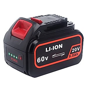 Biswaye 9.0Ah Battery DCB609 Replacement for DEWALT 20V/60V 120V MAX XR Lithium-Ion Battery DCB606 DCB609 DCB612 DCB203 DCB204 DCB207 DCB206 DCB201