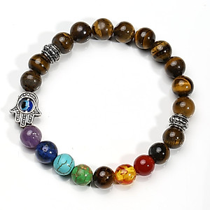 MILAKOO 7 Chakras and Evil Eye Bracelet Healing Stone Beads Oil Diffuser Yoga Reiki Prayer for Women