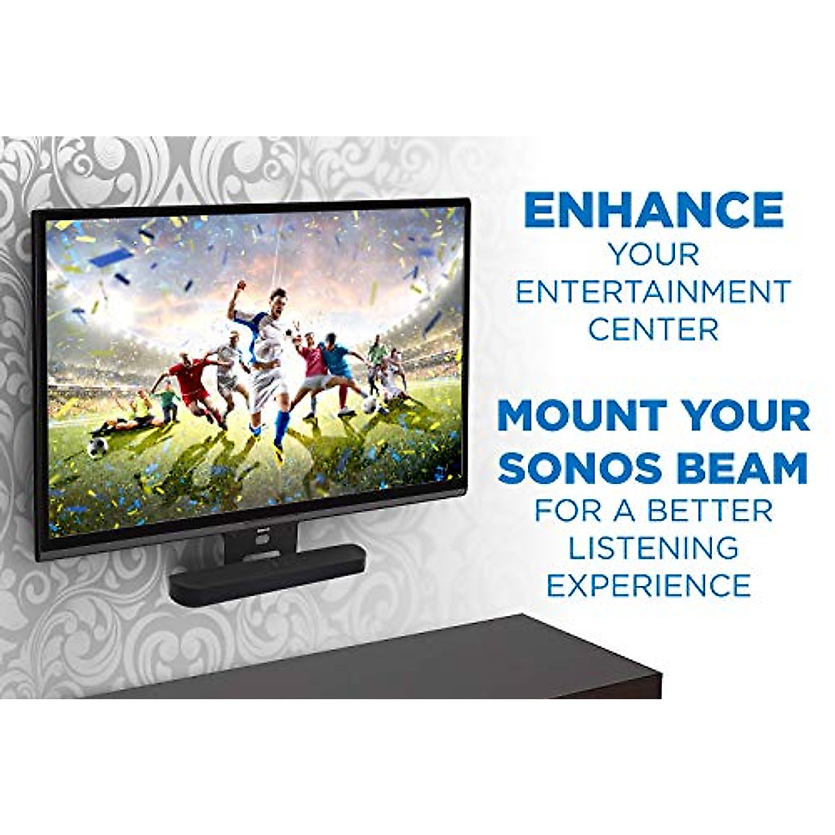 Mount-It! Sound Bar TV Mounting Shelf Compatible with Sonos Beam Speaker | Soundbar Mount Bracket Kit for Televisions with 200mm - 600mm VESA Mounting Pattern