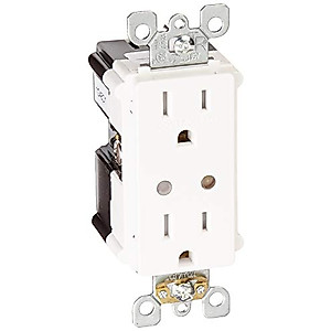 Leviton DZR15-1RZ Decora Z-Wave Controls 15-Amp Tamper Resistant Split Duplex Receptacle, White/Light Almond