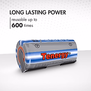 Tenergy NiMH SubC 1.2V 3800mAh Rechargeable Batteries, with Tabs, 10 Pack