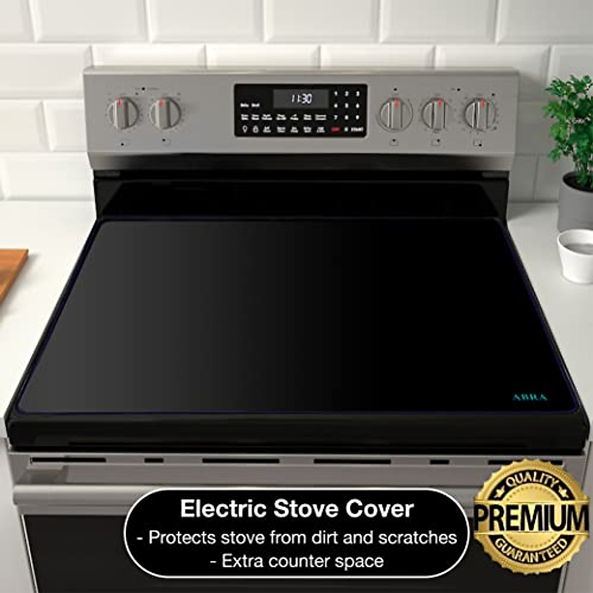 Abra Stove Top Covers for Electric Stove Top | Glass Stove Top Cover | Thick Natural Rubber | Prevents Scratching | Stove Cover Expands Usable Space (28.5x20.5, Black)