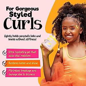 CurlyKids Curly Gel Curl Moisturizer - Hydrating Styling Gel for Kids Curly and Wavy Hair - Frizz Control, Shine Boost, Sulfate & Paraben-Free Formula | Effortless Hold Perfect for Ponytails, Bobs
