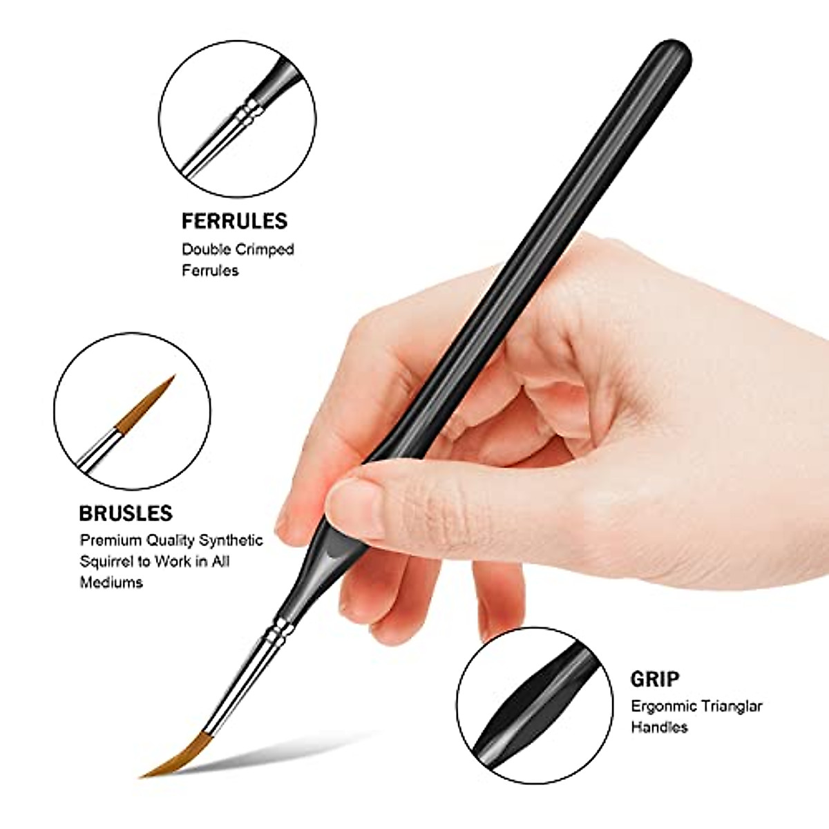 11Pcs Paint Brushes,Miniature Paint Brushes with Ergonomics Grip Handles,Detail Paint Brush Set for Fine Detailing & Art Painting - Acrylic, Watercolor,Oil,Models, Warhammer 40k……