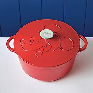 Farberware Disney Bon Voyage Pre-Seasoned Cast Iron Dutch Oven/Casserole Pan with Lid, Suitable for All Stovetops, Including Induction, 4.75 Quart, Red