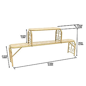 HOMEFORT Scroll Over The Sink Shelf Kitchen, Metal 2-Tier Storage Rack for Kitchen Accessories, Multi-Purpose Shelf for Top of Sink,36.02" W x6.10 D x15.74 H