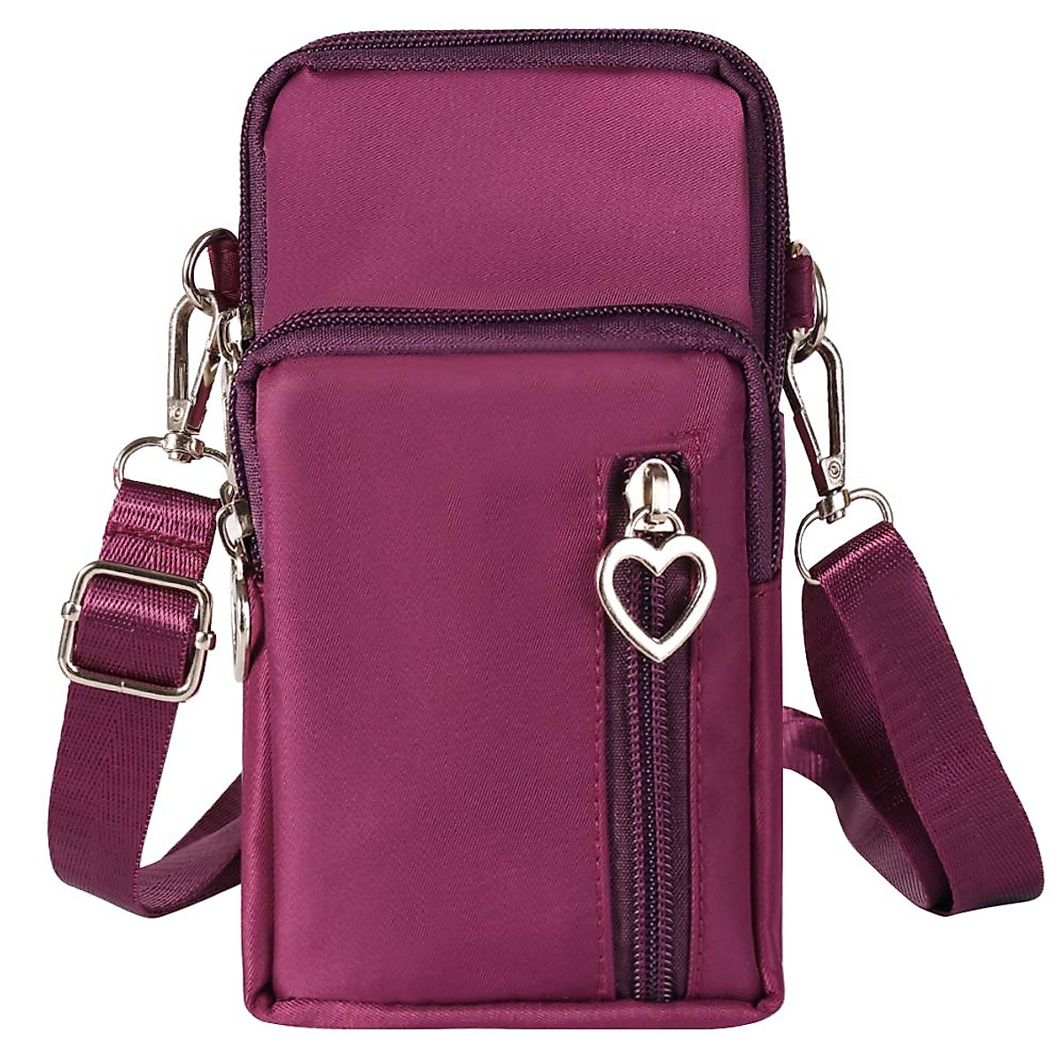 Small Crossbody Bag Case Cell Phone Shoulder Purse Wallet Armband for iPhone 11 13 Galaxy S21 FE S22 S20 S10 Plus A51 Pixel 6 (Purple)
