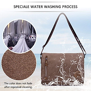 Unisex Messenger Bag Casual Canvas Bag Shoulder Sling Bag Satchel Messenger Bag for Men Work Office 13 inch Laptop Bag (Medium-Coffee)