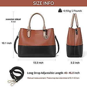 BOSTANTEN Leather Handbags for Women Designer Satchel Purses Top Handle Shoulder Crossbody Bag with Triple Compartment Black