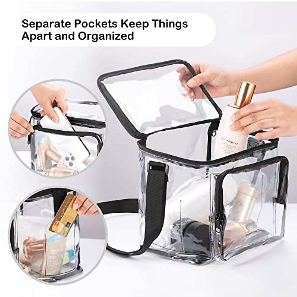 BORMELUN 2Pack Clear Lunch Bag for Work Correctional Officers - Plastic Transparent Lunch Tote Stadium Bags See Through Womem and Men,10.6x8.6x6 inch