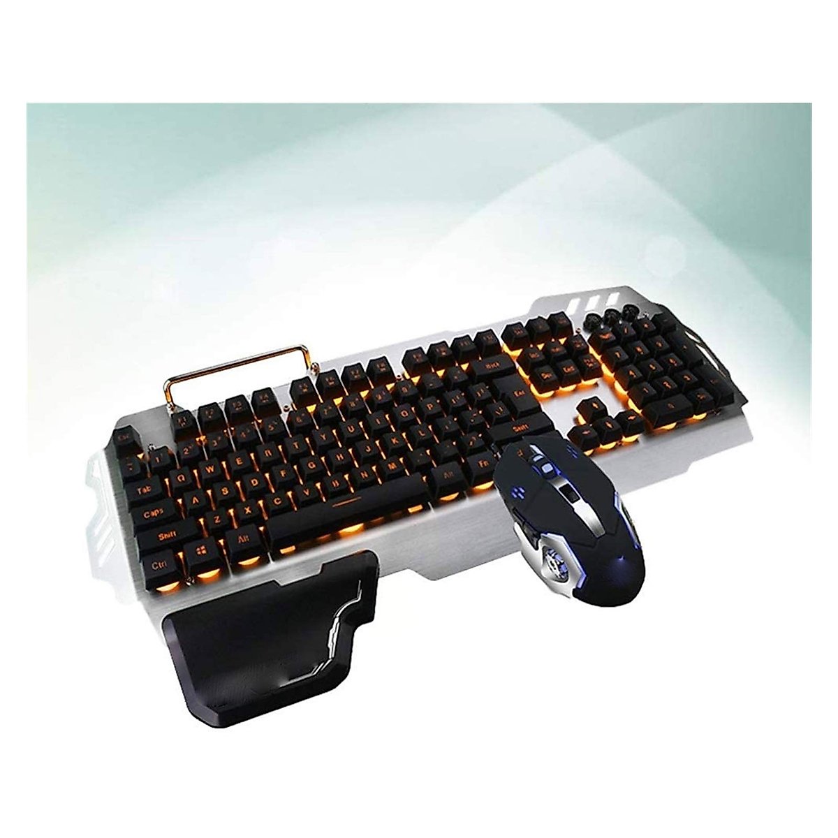 RGB Gaming Keyboard and Backlit Mouse and Het Combo USB Wired Backlit Keyboard LED Gaming Keyboard Mouse Set Het with Microphone for Laptop PC Computer Game and Work