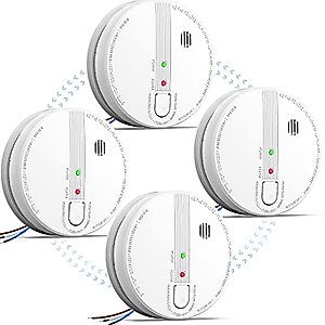 Smoke Detector, Hardwired Interconnected Smoke Detectors, Smoke Alarm with Replaceable 9V Battery, Interconnects Up to 12 Fire Alarms Smoke Detectors, Photoelectric Fire Alarm with Test/Silence Button