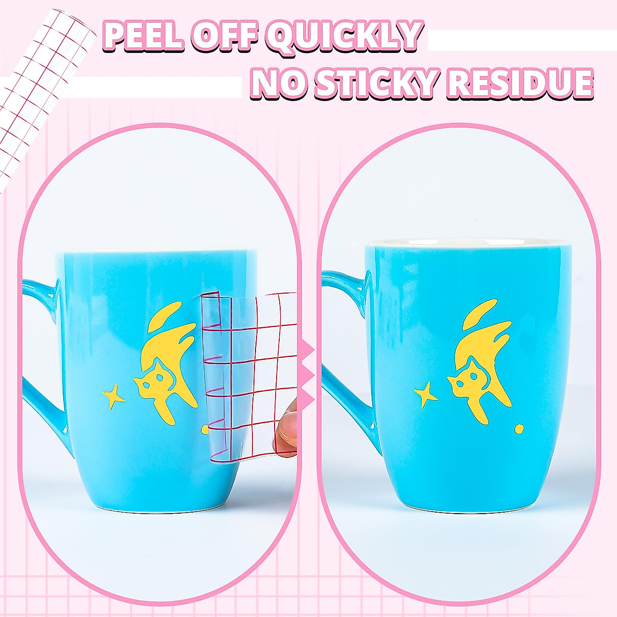 Transfer Tape for Vinyl - 12" x 10 FT w/Red Alignment Grid Clear Transfer Paper for Adhesive Vinyl - Medium Tack Vinyl Transfer Tape for for Decals Signs Windows Stickers