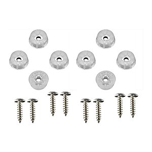 8 Small Clear Round Rubber Feet Bumpers & Stainless Steel Screws - .250 H X .671 D -Made in USA - Non Marking. Food Safe, ROHS & Prop 65 Free - Perfect for Cutting Boards, Electronics, Craft