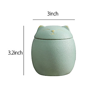 Mozacona Ceramic Jar Embossed Cat Small Candy Dish Sugar Bowl Storage Jar Canister with Seal Lid