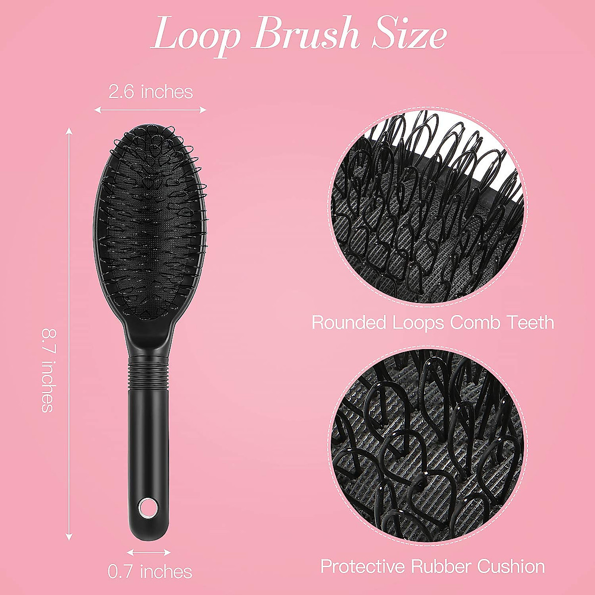 2 Pieces Loop Wig Brush Hair Extension Brush Hair Pieces Toupees Weaves Brush for Brushing Styling Detangling Natural and Synthetic Hair Wig Brush Set