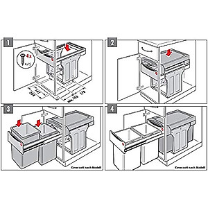 Kitchen Cabinet Double Waste Bin HAILO Tandem 30L Under The Sink Waste sorter 2 x 15 liters