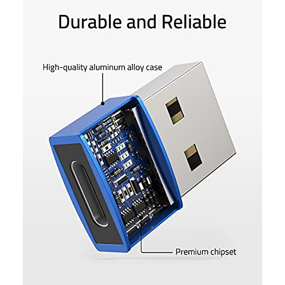 Syntech USB C Female to USB A Male Adapter 3 Pack, Type C Charger Cable Power Adapter Compatible with iPad Air 6, iPhone 13/12 Pro Max, Apple Watch S7, Samsung Galaxy S20 etc Blue