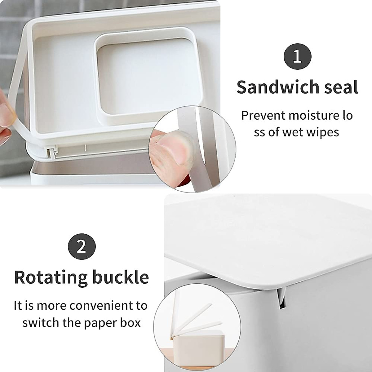 Wipes Dispenser,KinAndKen Baby Wipes Dispenser Refillable Wipe Container with Sealing Design,Keeps Wipes Fresh, One-Handed Operation. Non-Slip, Easy Open/Close Wipes Pouch Case