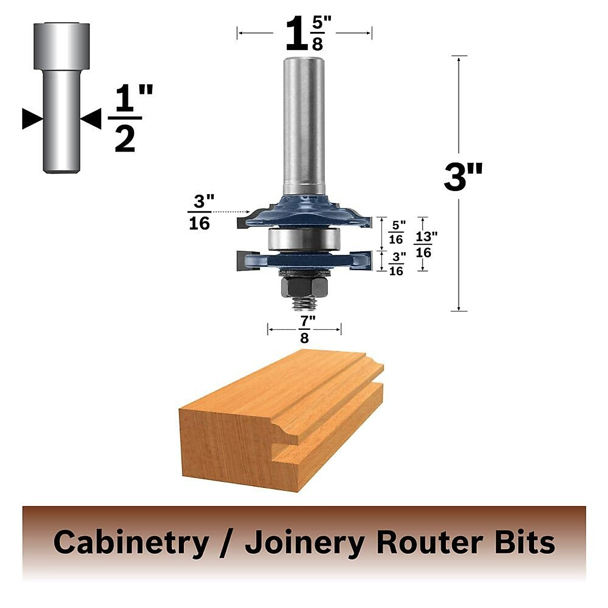 BOSCH 85627M 1-5/8 In. x 13/16 In. Carbide Tipped Ogee Rail Bit