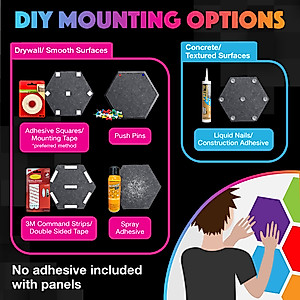 Sonic Acoustics 12 Pack Hexagon Acoustic Panels, 14" X 12" X 0.4" High Density Sound Absorbing Panels Sound Proof Insulation Beveled Edge Studio Treatment Tiles (White)