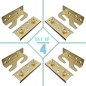 Bed Frame Hardware Bed Rail Brackets - Wooden Bed Frame Connectors with Screws for Headboards Footboards - Heavy Duty Non-Mortise Bed Rail Fittings（Set of 4）