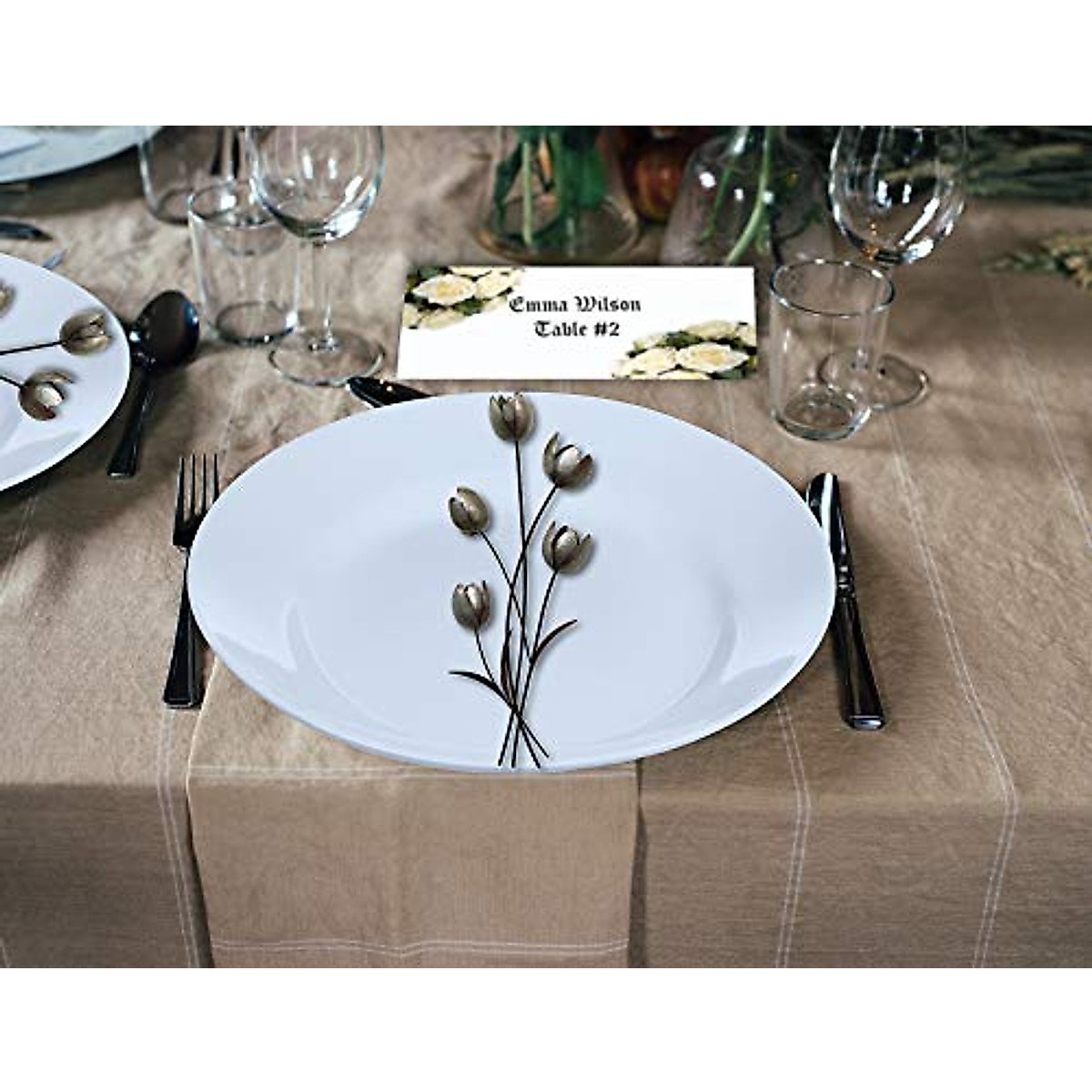 Hamilco Blank Tent Name Place Table Cards 3 1/2" x 11" Folded Card Stock - White Cardstock Paper 80lb Cover - 100 Pack