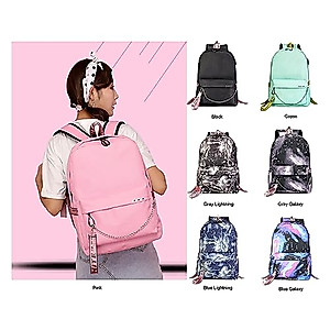 WANHONGYUE My Hero Academia Anime Rucksack 15.6 Inch Laptop Backpack Bookbag with Keychain Stainless Steel Chain Black / 15